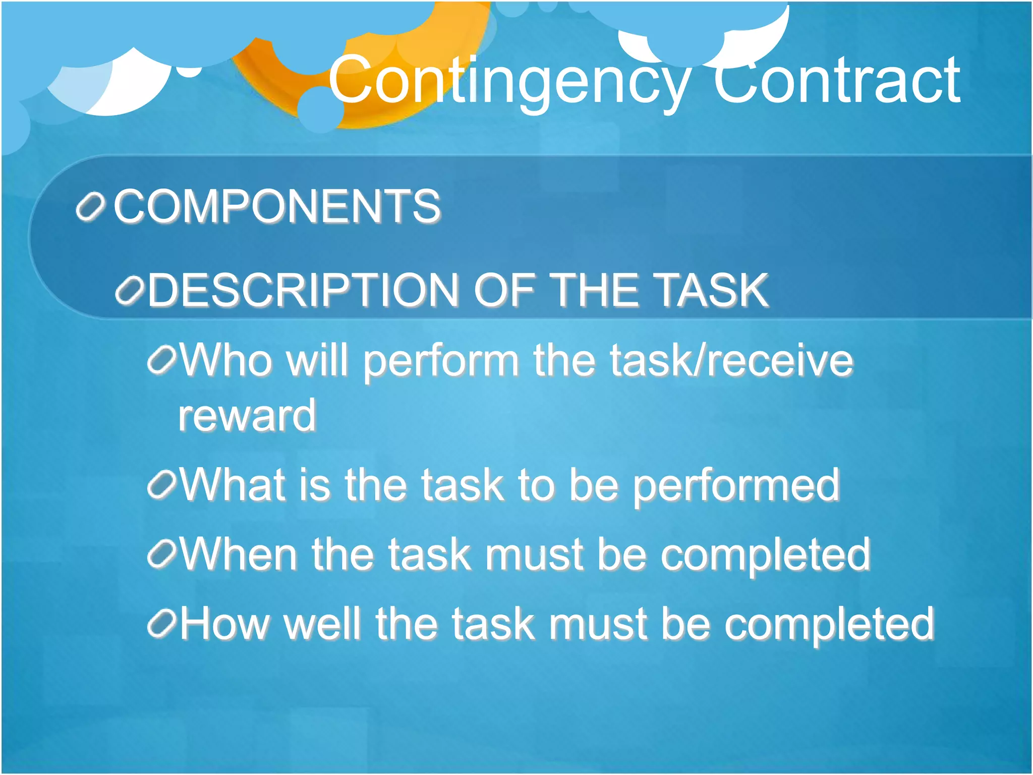 Contingency Contracts and Token Reinforcement | PPT | Education