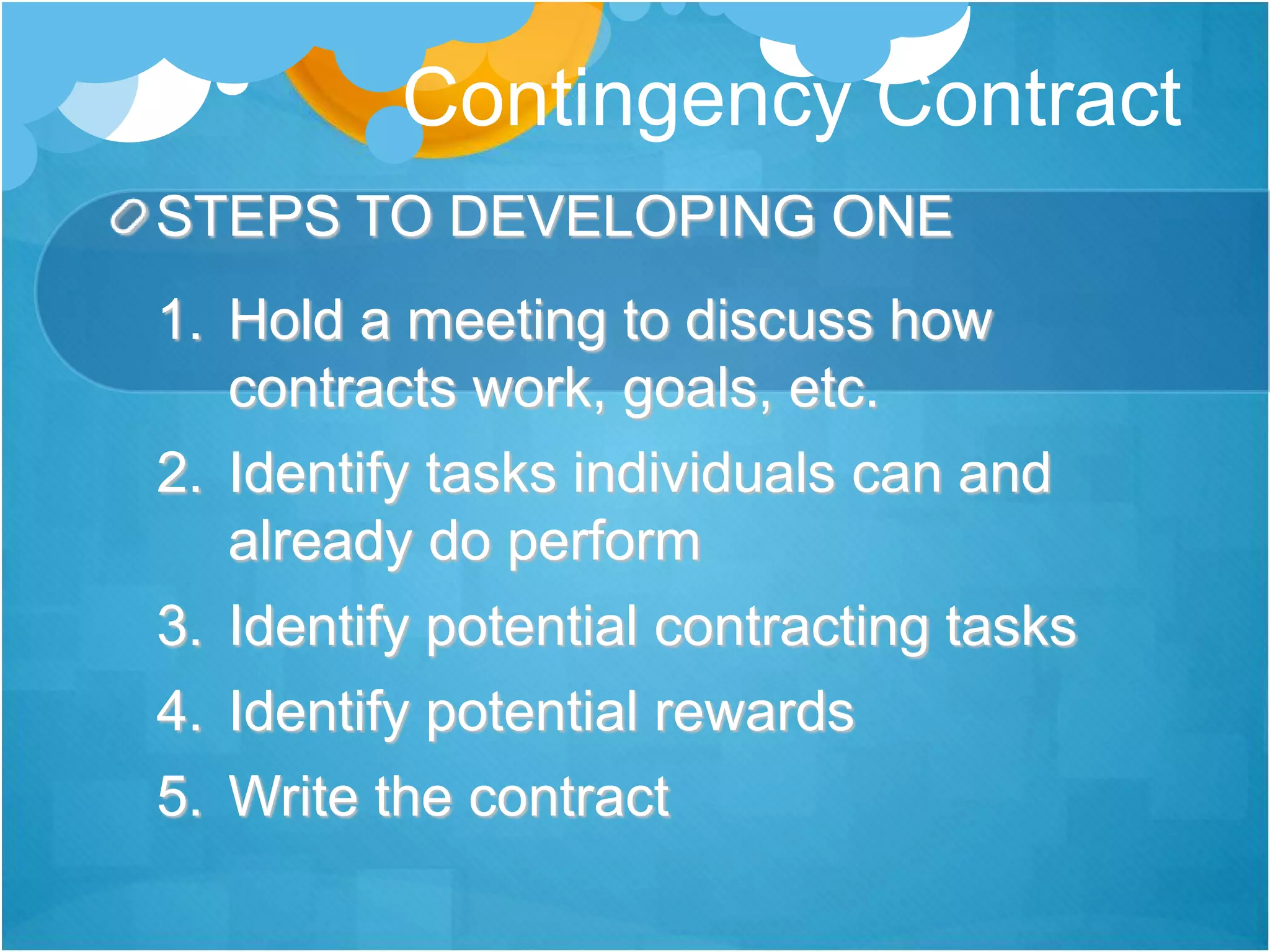 Contingency Contracts and Token Reinforcement | PPT | Education