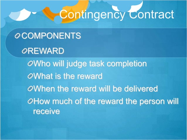 Contingency Contracts and Token Reinforcement | PPT