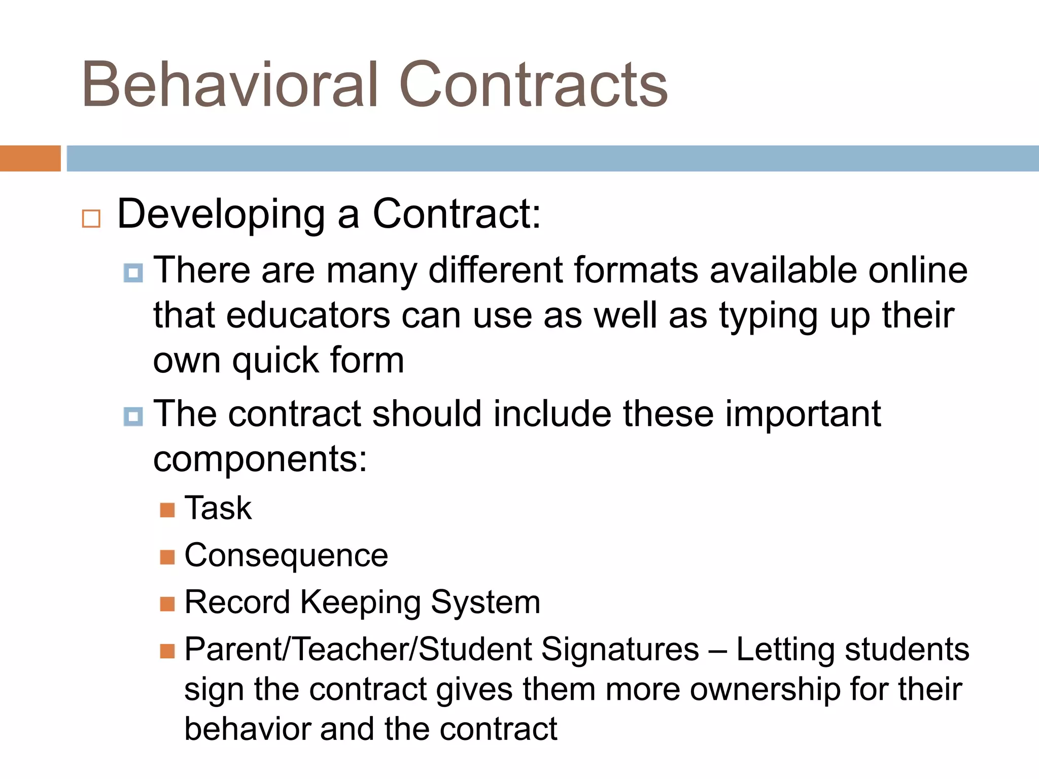 Sped 478 behavioral contracts | PPTX