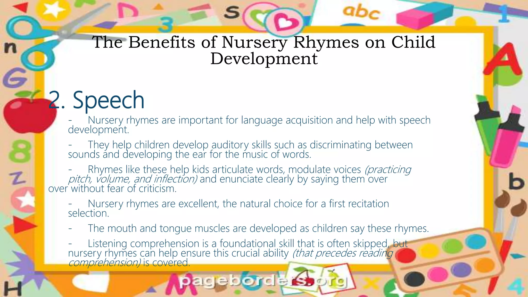 how to teach a child the nursery rhymes | PPTX