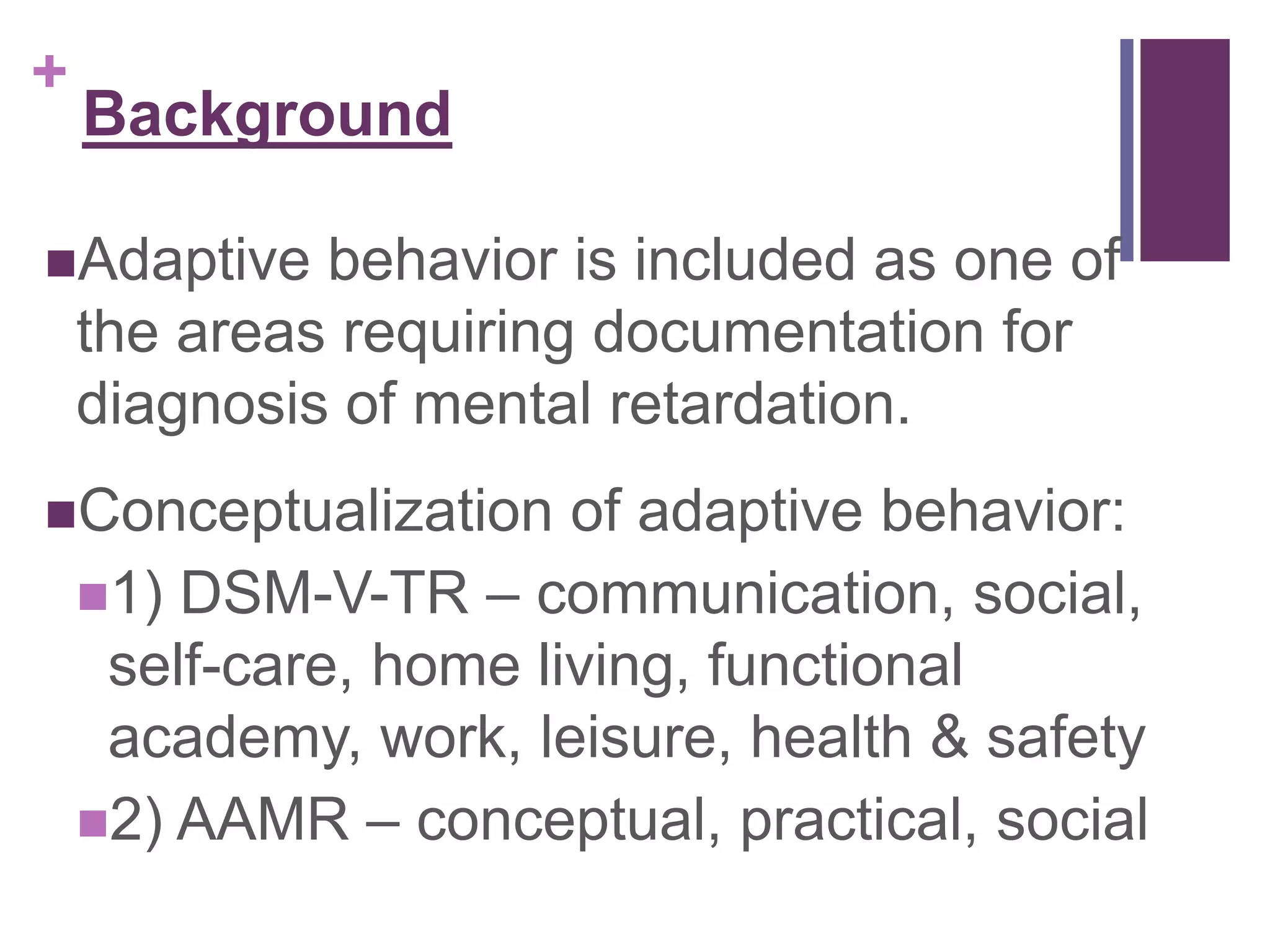 Assessment of Adaptive Behavior in Special Education | PPTX