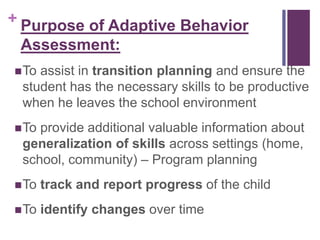 Assessment of Adaptive Behavior in Special Education | PPTX