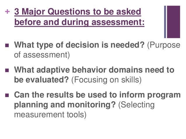 Assessment of Adaptive Behavior in Special Education