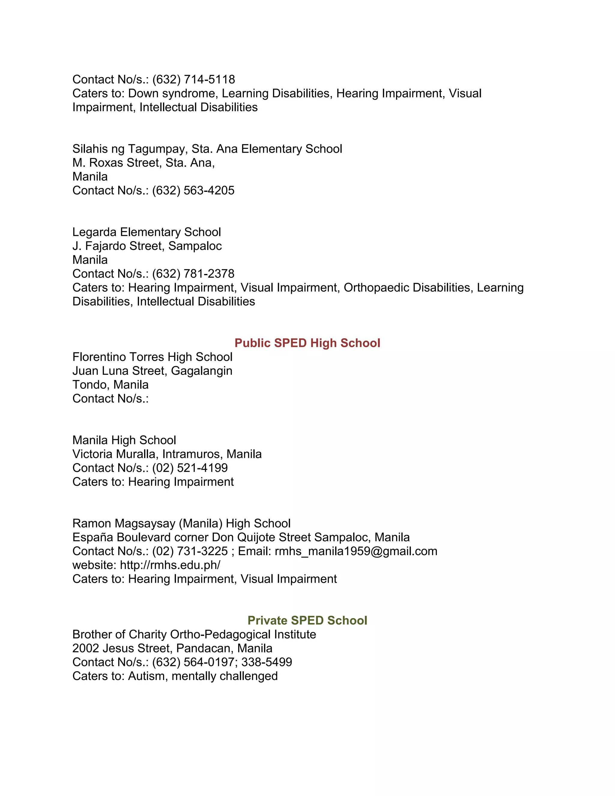 Sped centers in the Philippines | PDF