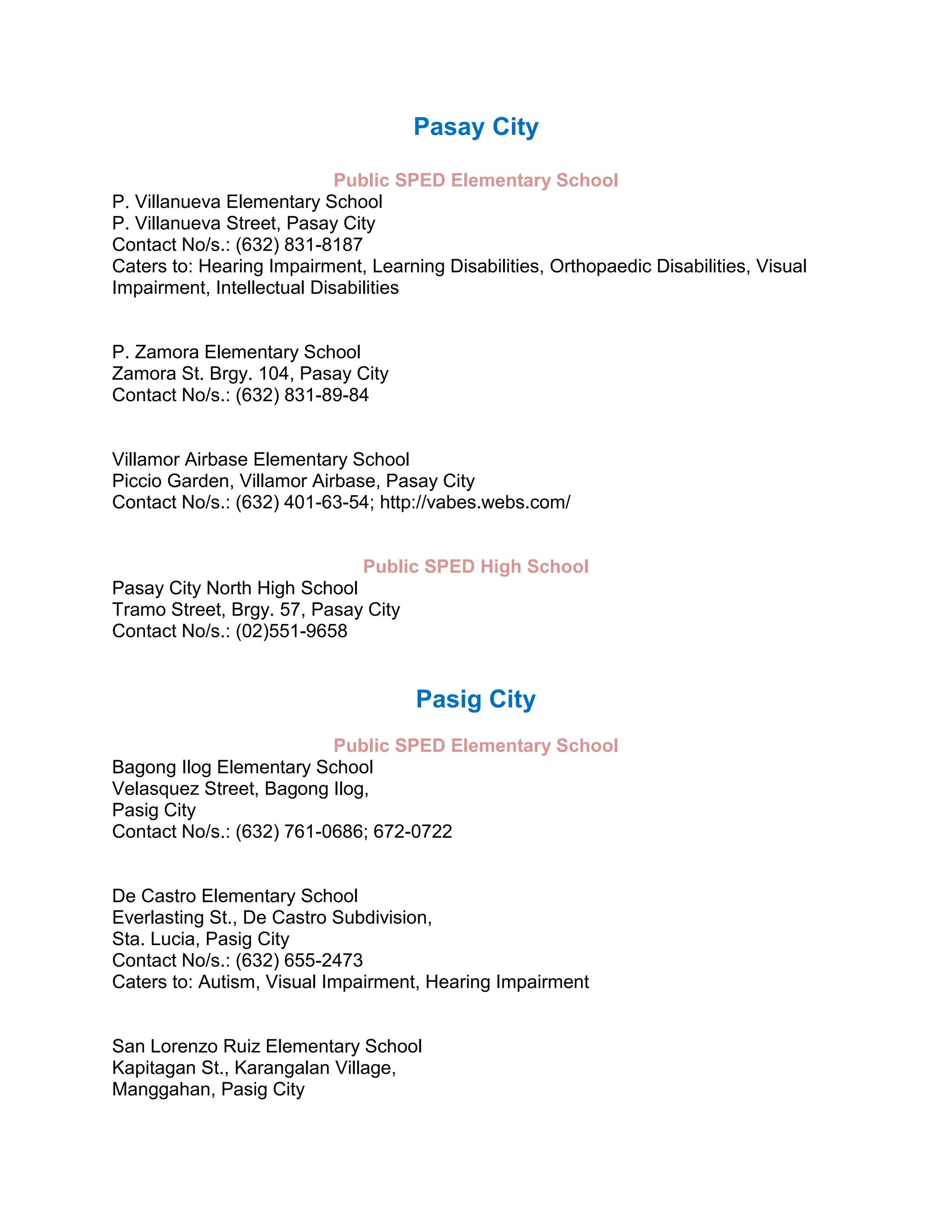 Sped centers in the Philippines | PDF