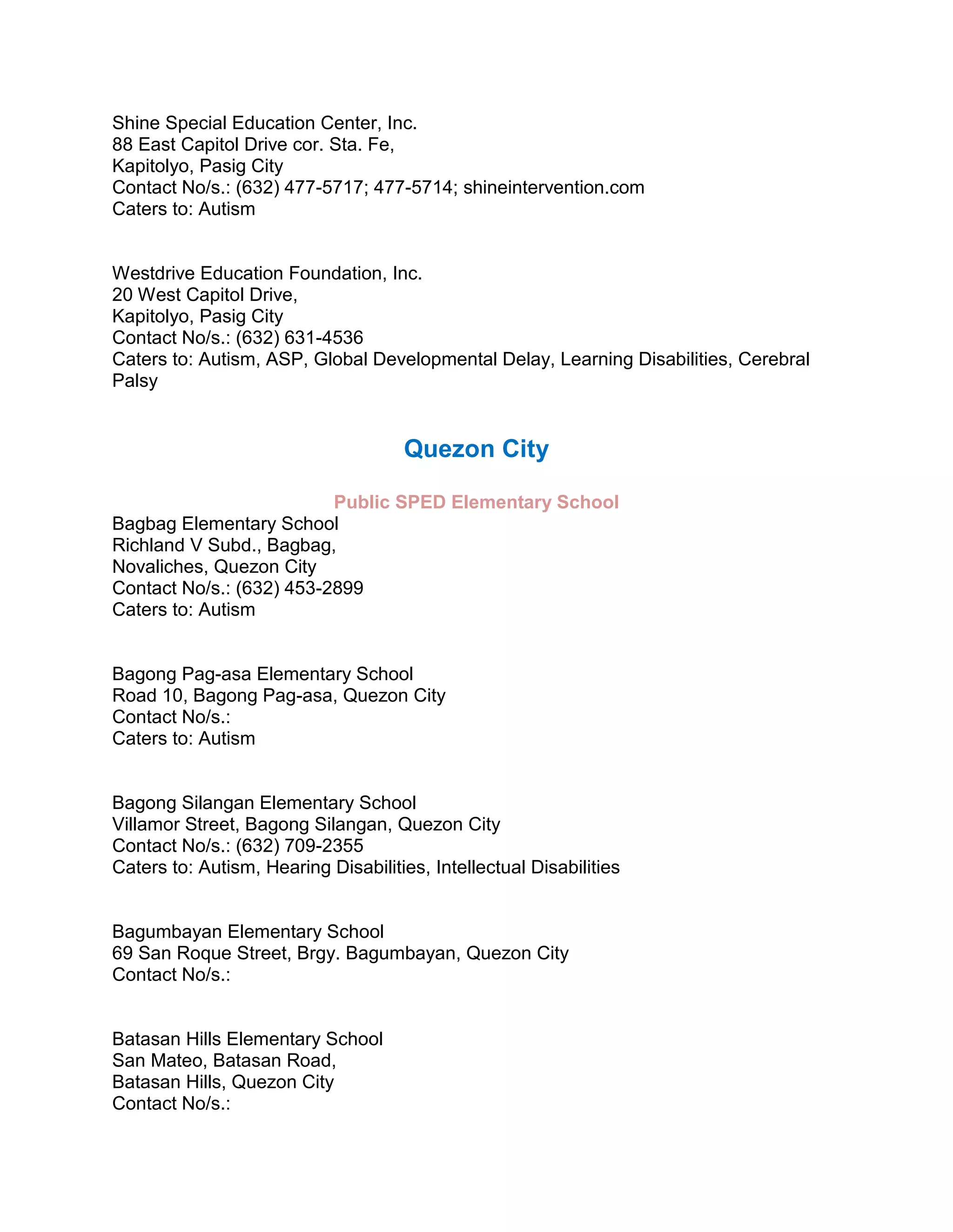 Sped centers in the Philippines | PDF