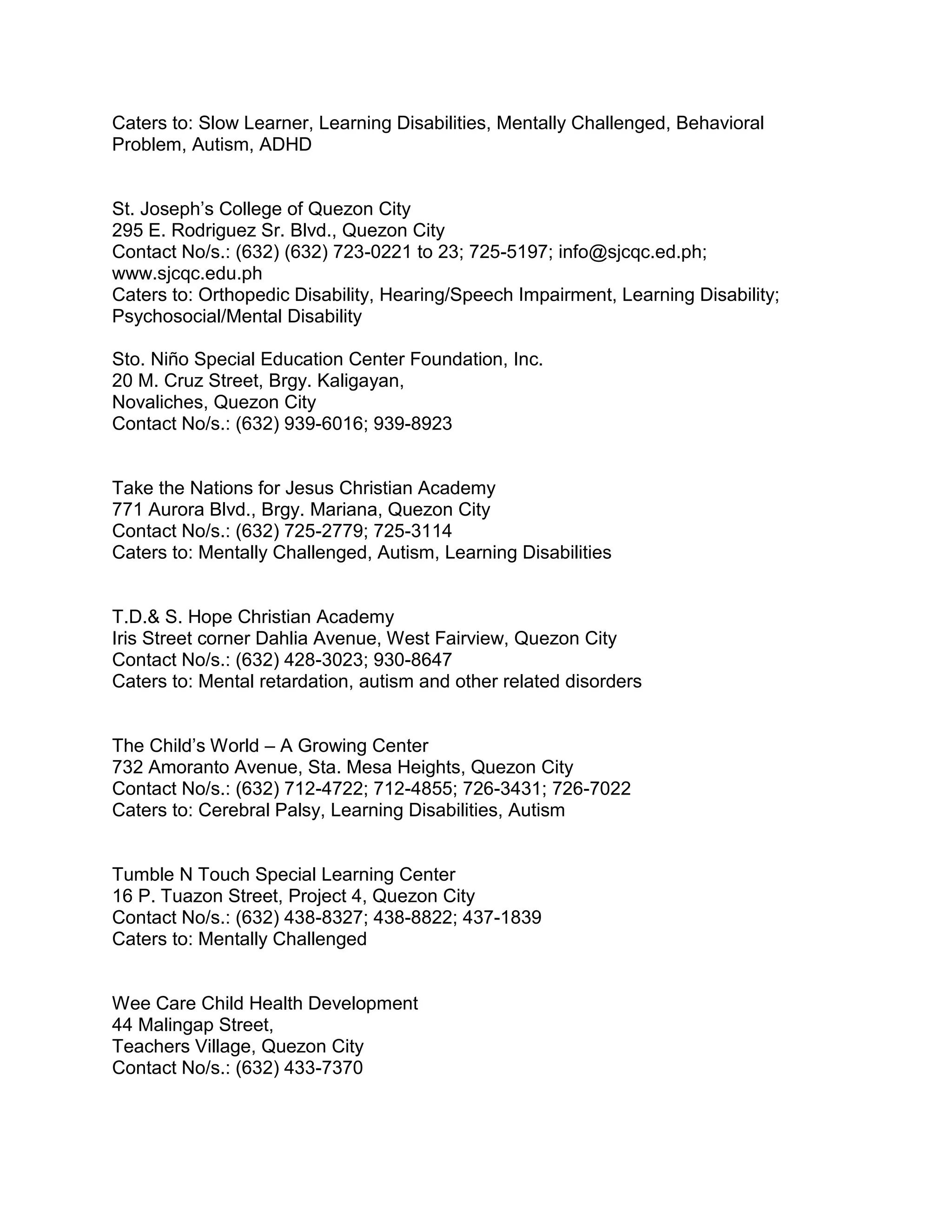 Sped centers in the Philippines | PDF