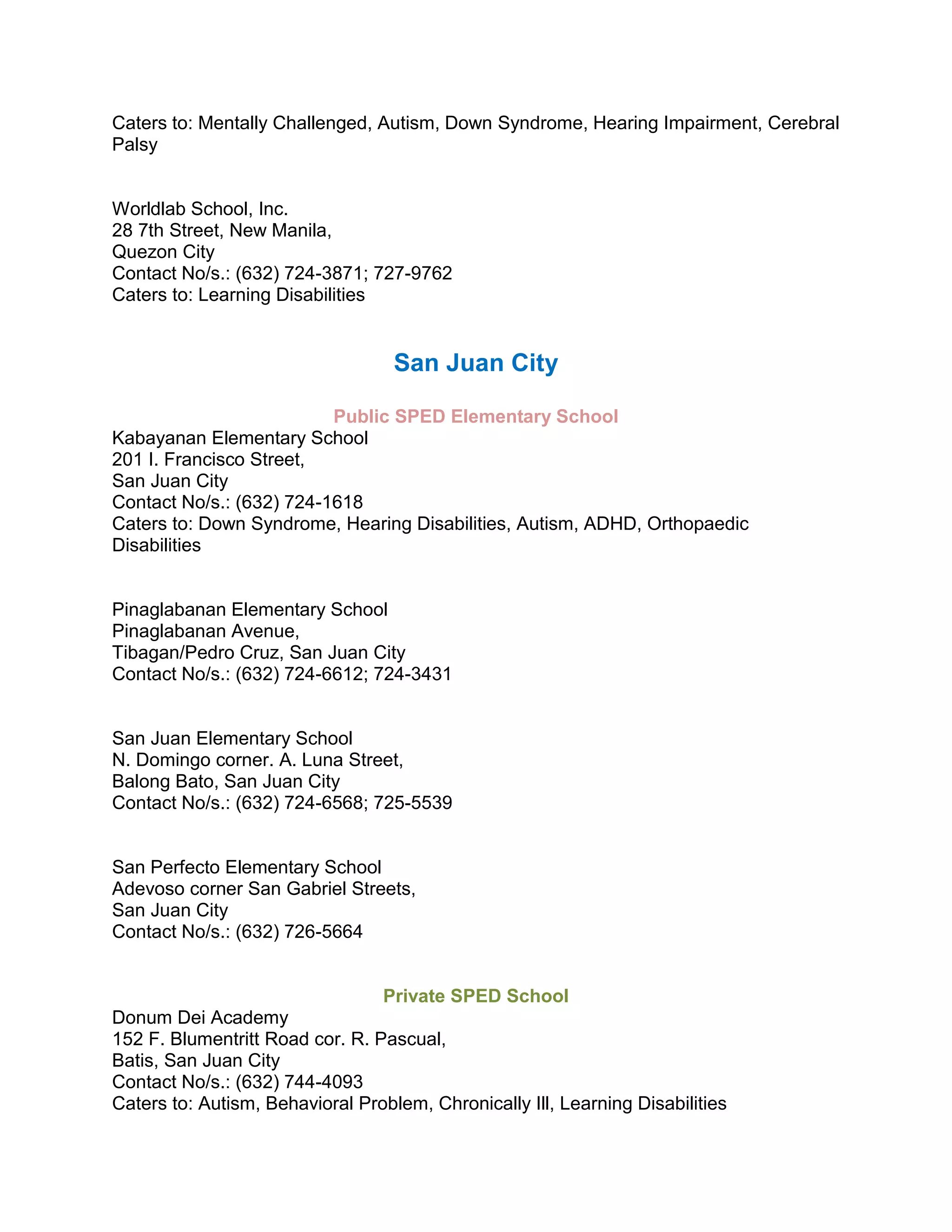 Sped centers in the Philippines | PDF