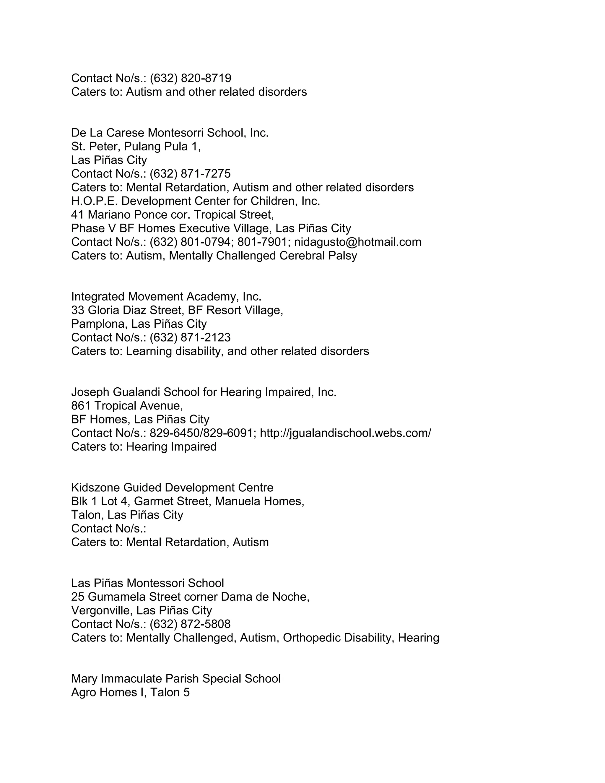 Sped centers in the Philippines | PDF