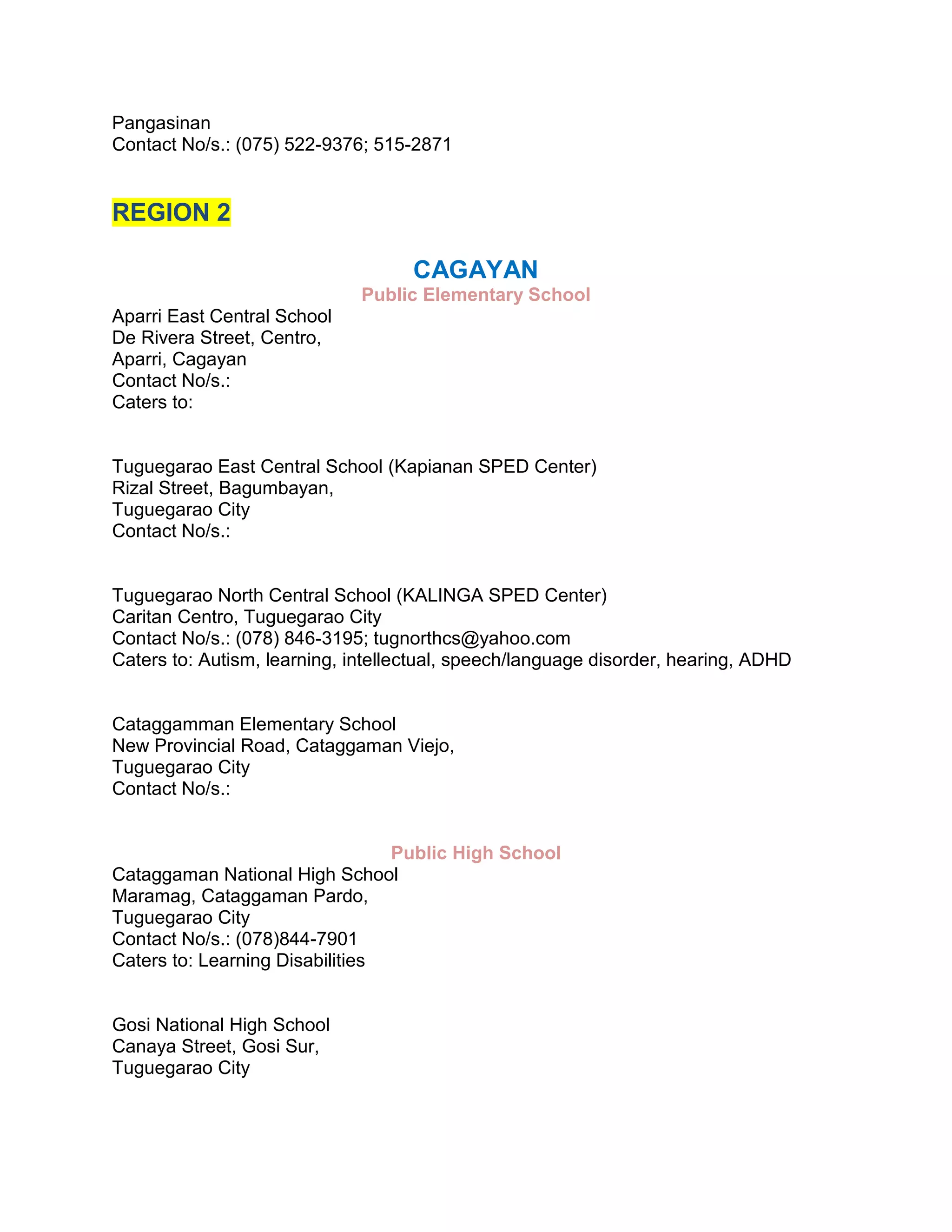 Sped centers in the Philippines | PDF