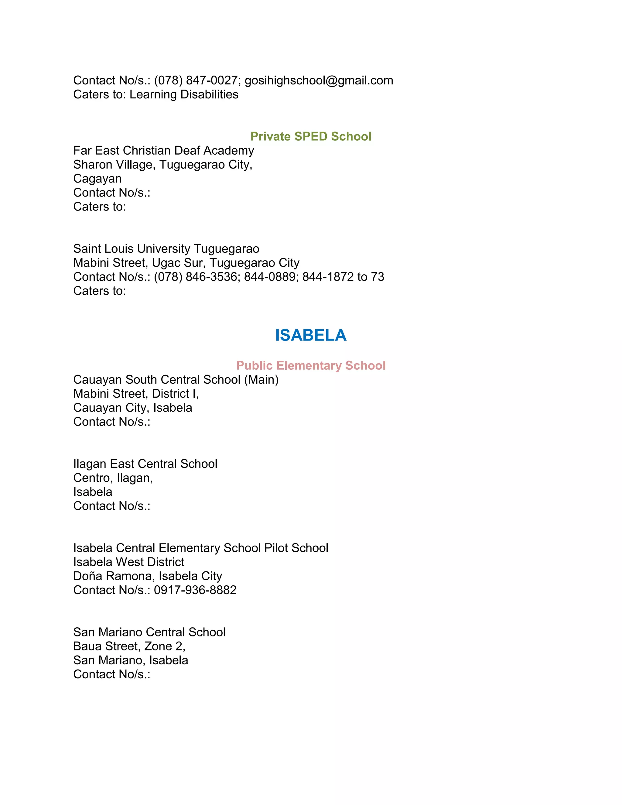 Sped centers in the Philippines | PDF