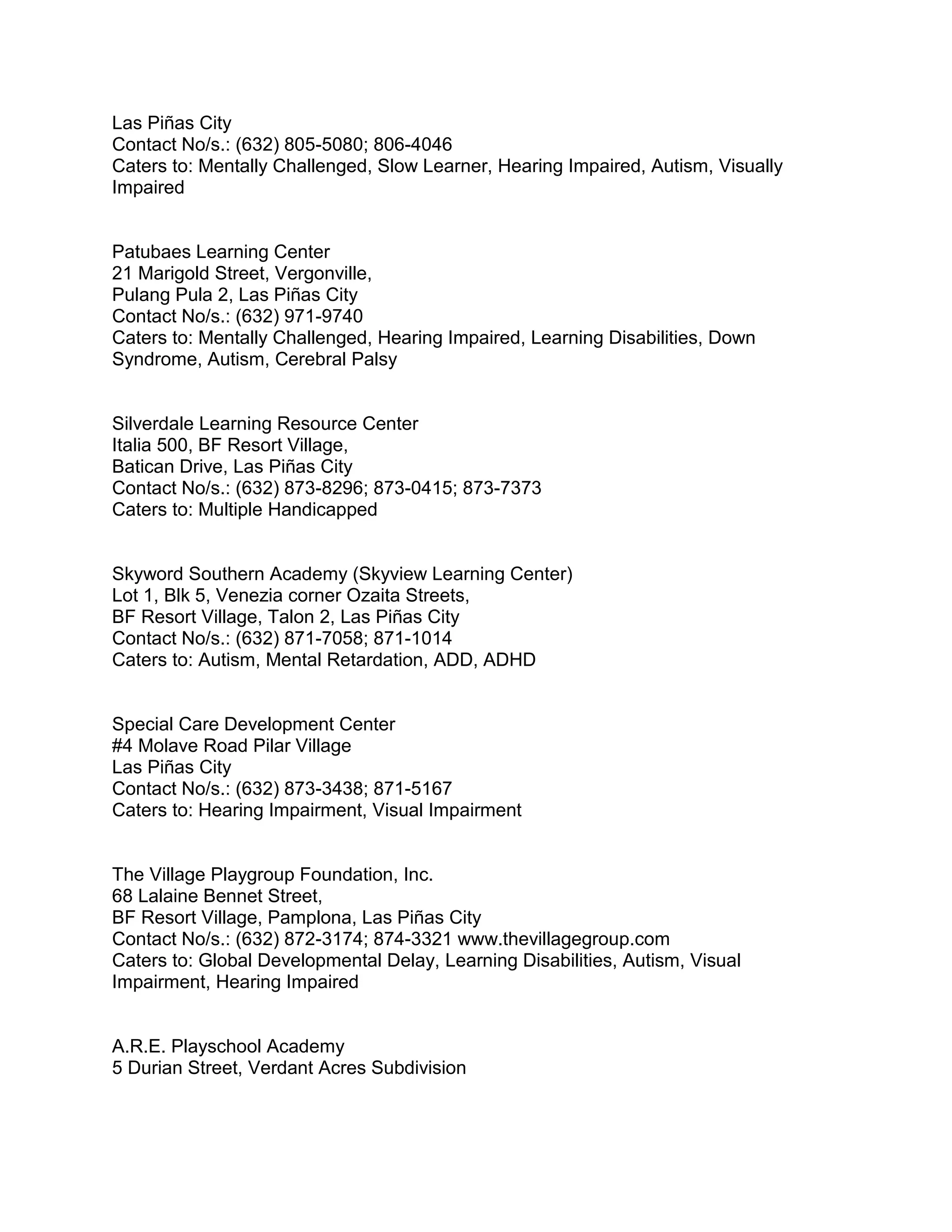 Sped centers in the Philippines | PDF
