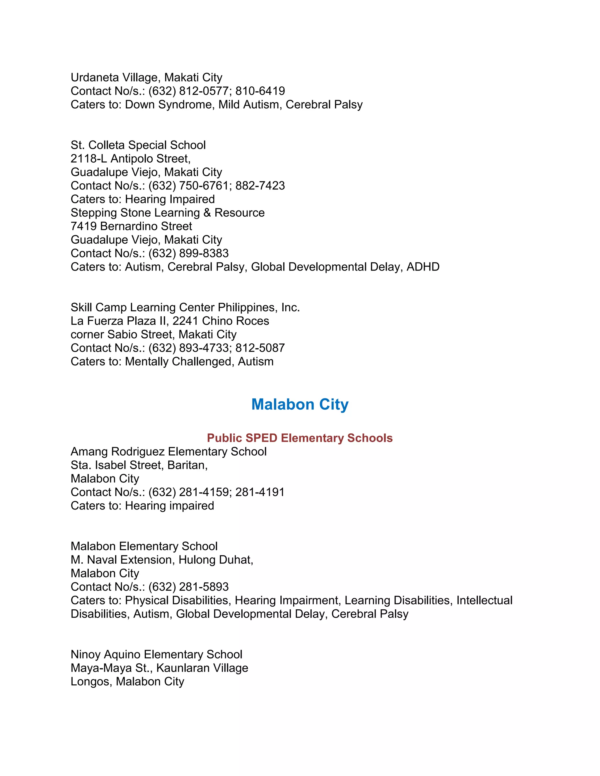 Sped centers in the Philippines | PDF