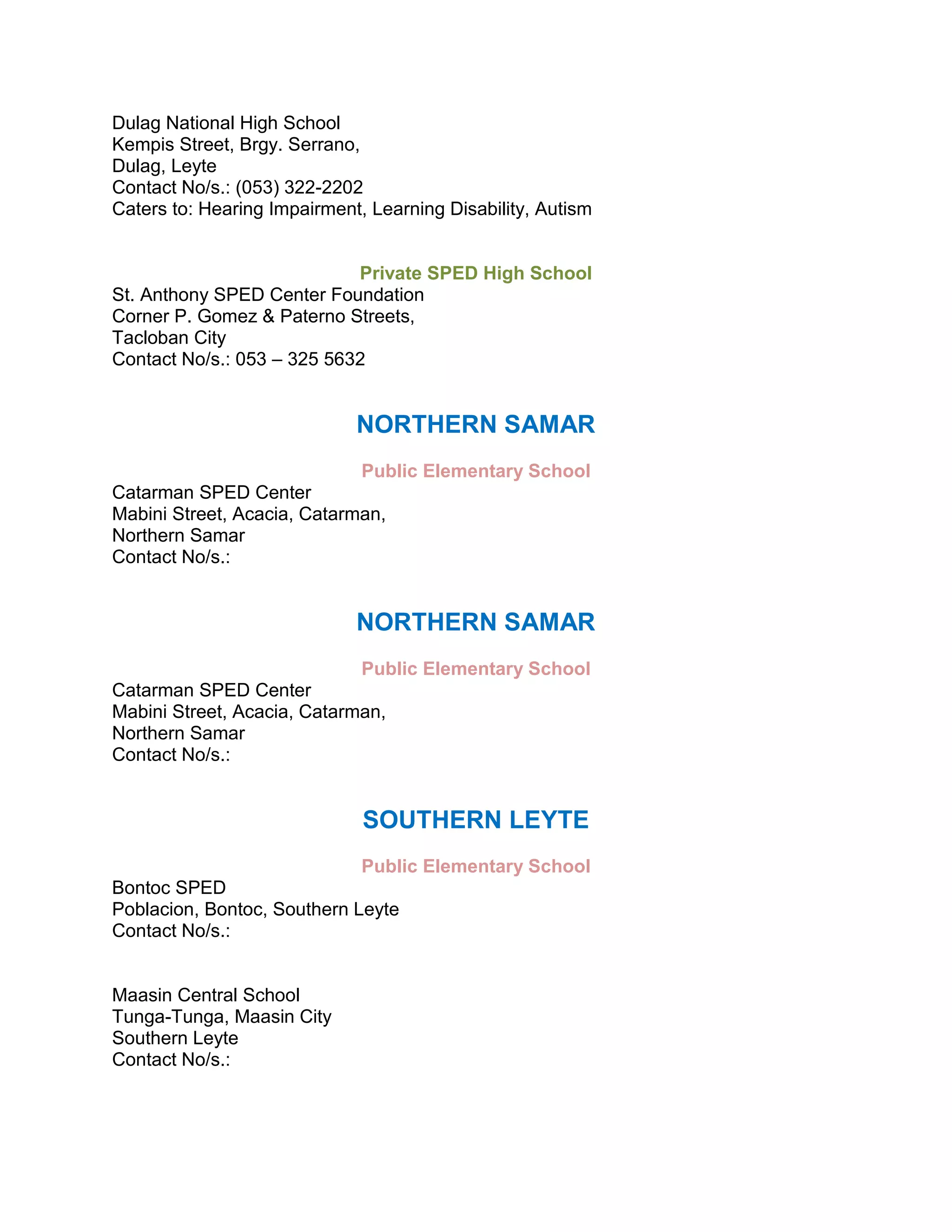 Sped centers in the Philippines | PDF
