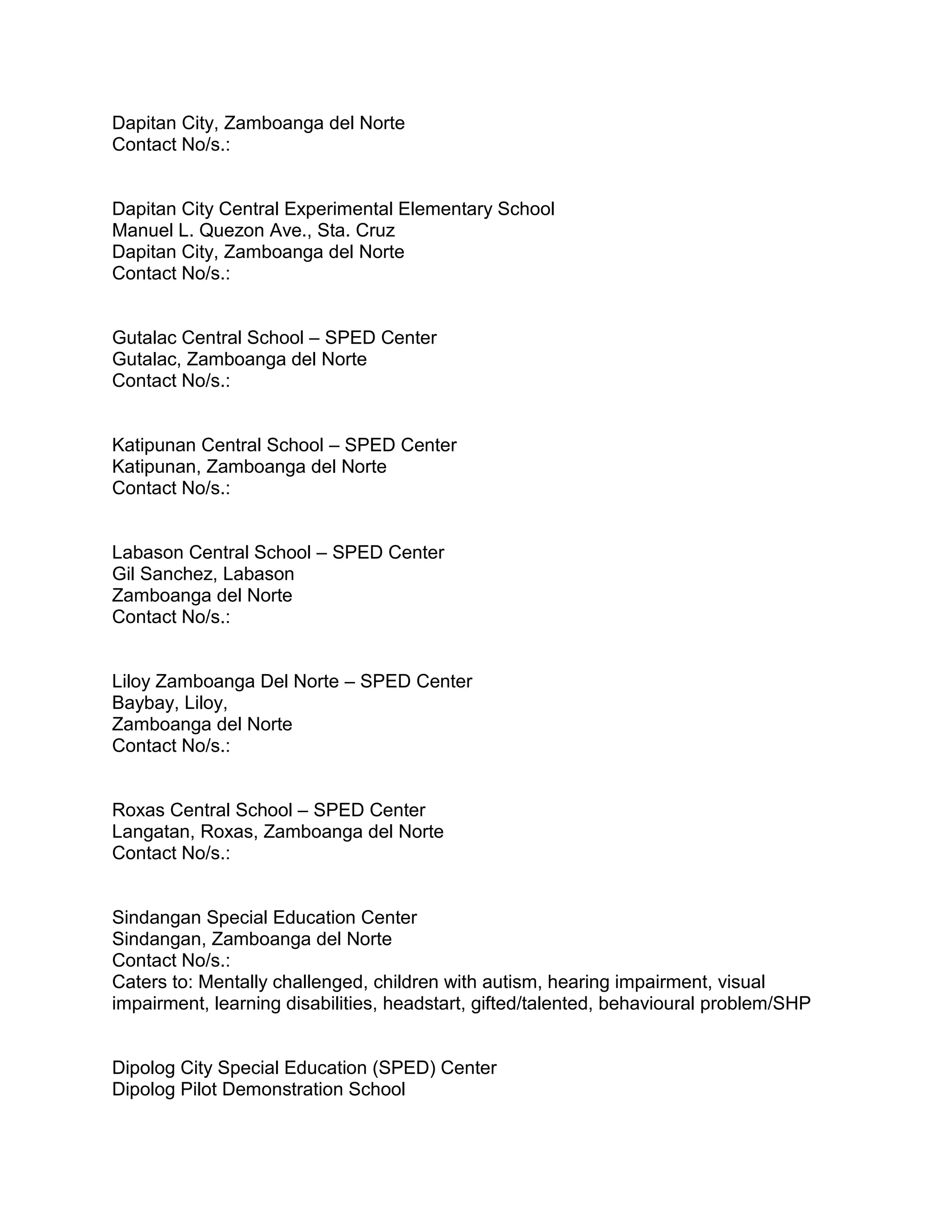 Sped centers in the Philippines | PDF