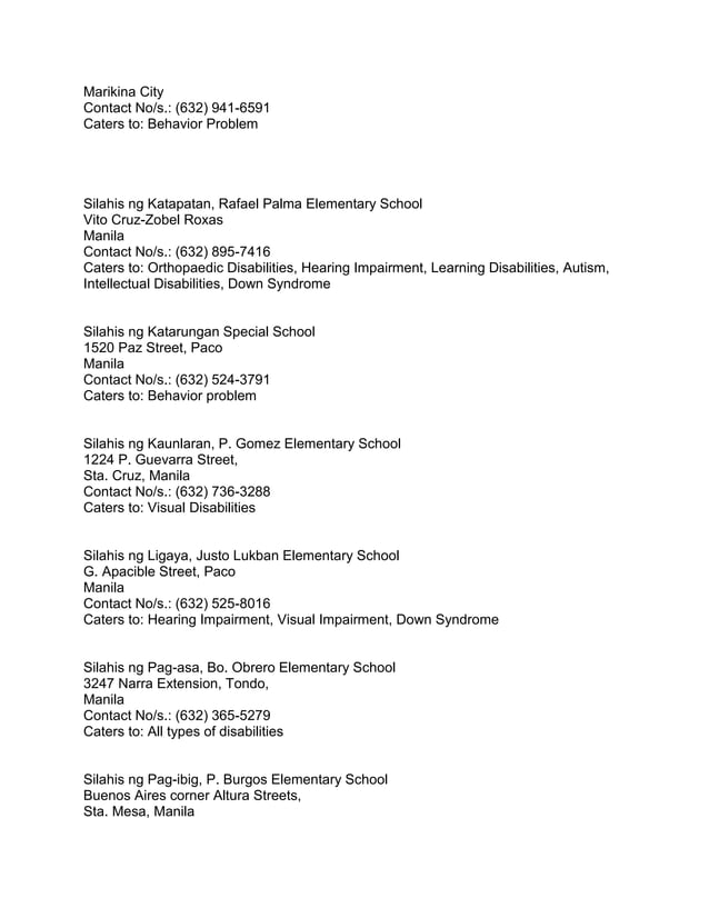 Sped centers in the Philippines | PDF