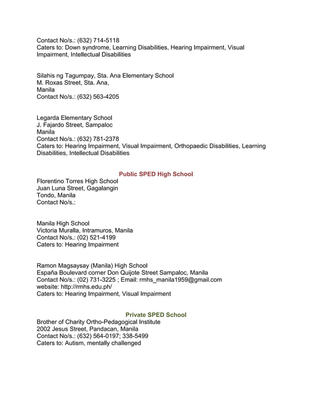 Sped centers in the Philippines | PDF