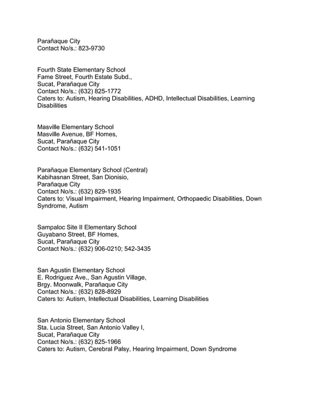 Sped centers in the Philippines | PDF