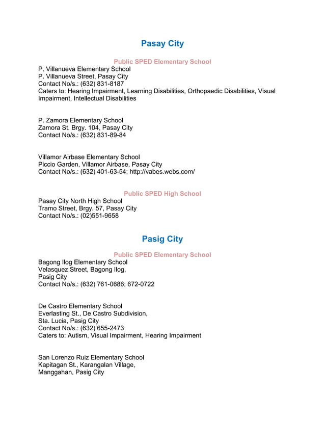 Sped centers in the Philippines | PDF