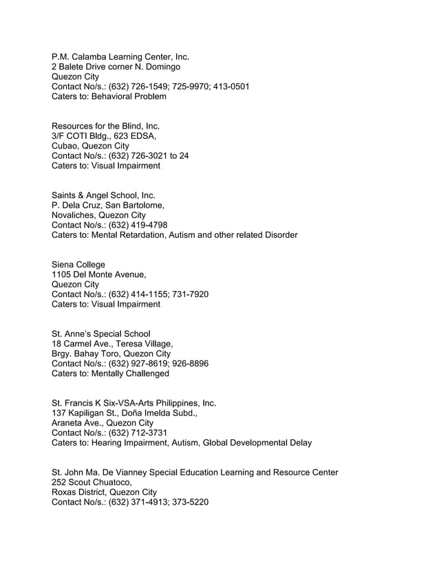 Sped centers in the Philippines | PDF