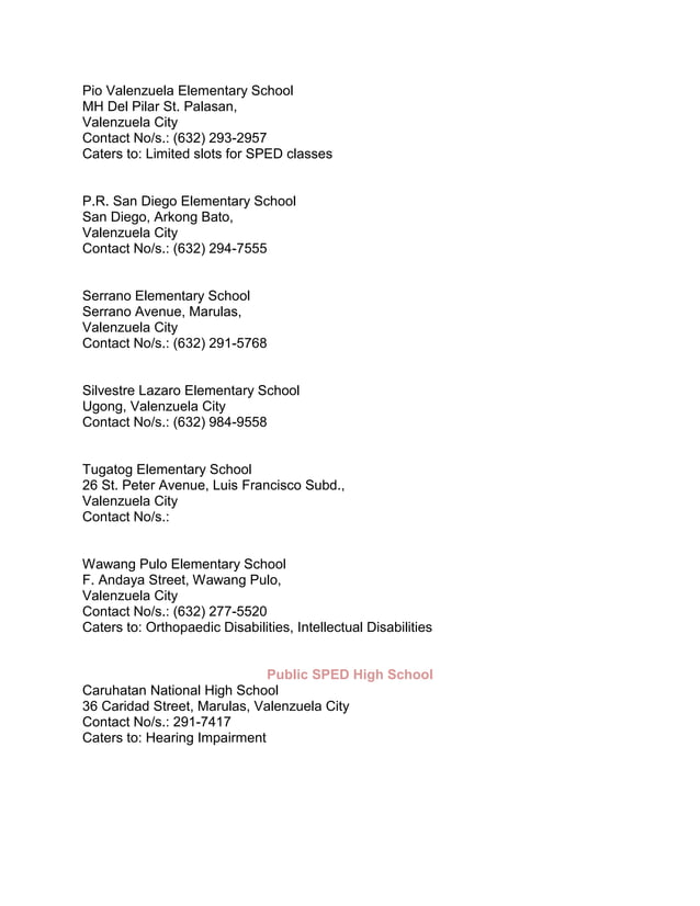 Sped centers in the Philippines | PDF
