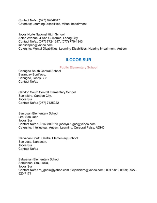 Sped centers in the Philippines | PDF