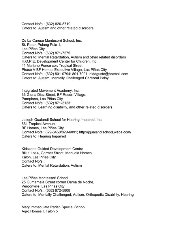 Sped centers in the Philippines | PDF