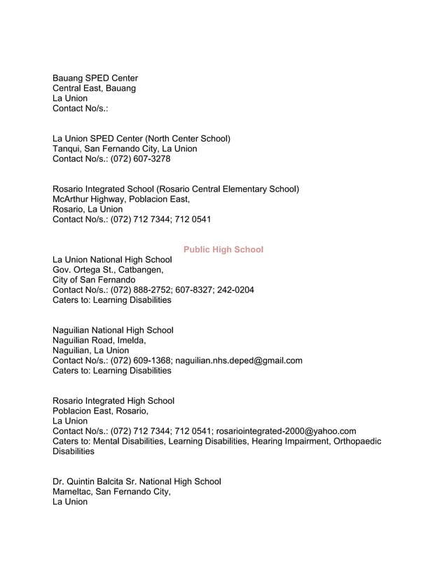 Sped centers in the Philippines | PDF