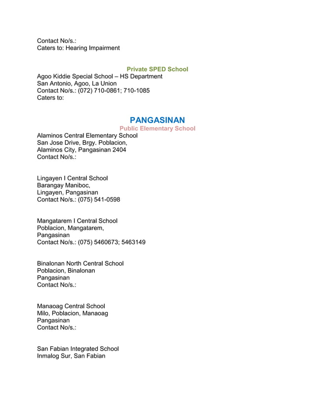 Sped centers in the Philippines | PDF