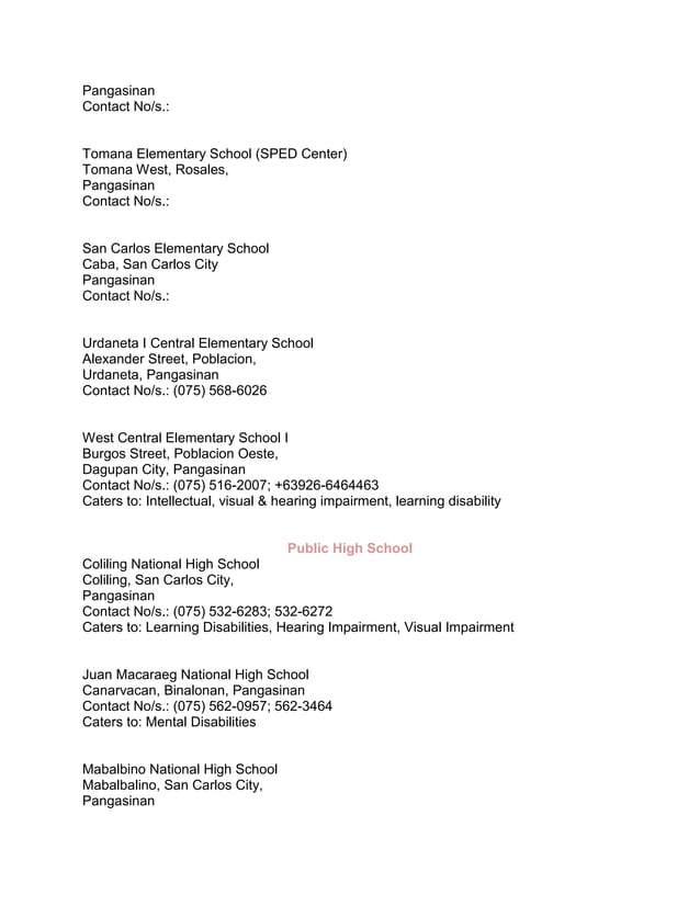 Sped centers in the Philippines | PDF