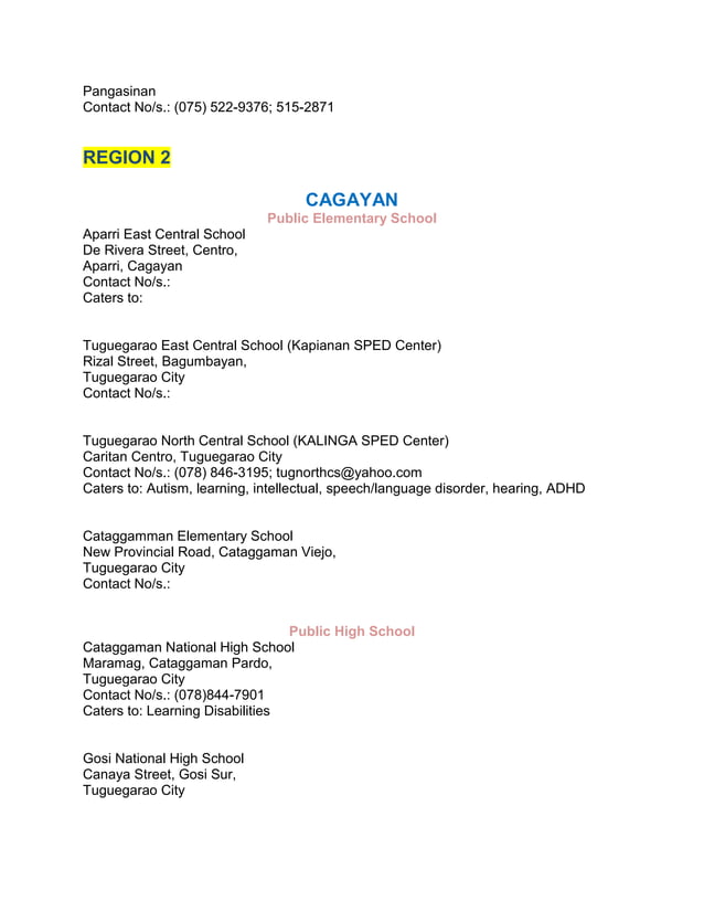 Sped centers in the Philippines | PDF