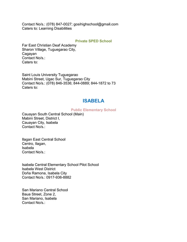 Sped centers in the Philippines | PDF