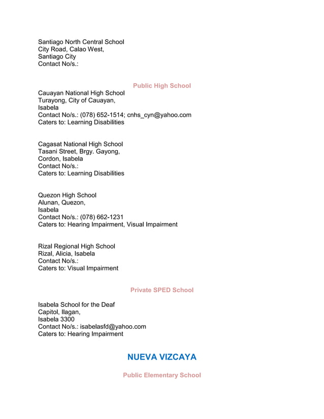 Sped centers in the Philippines | PDF