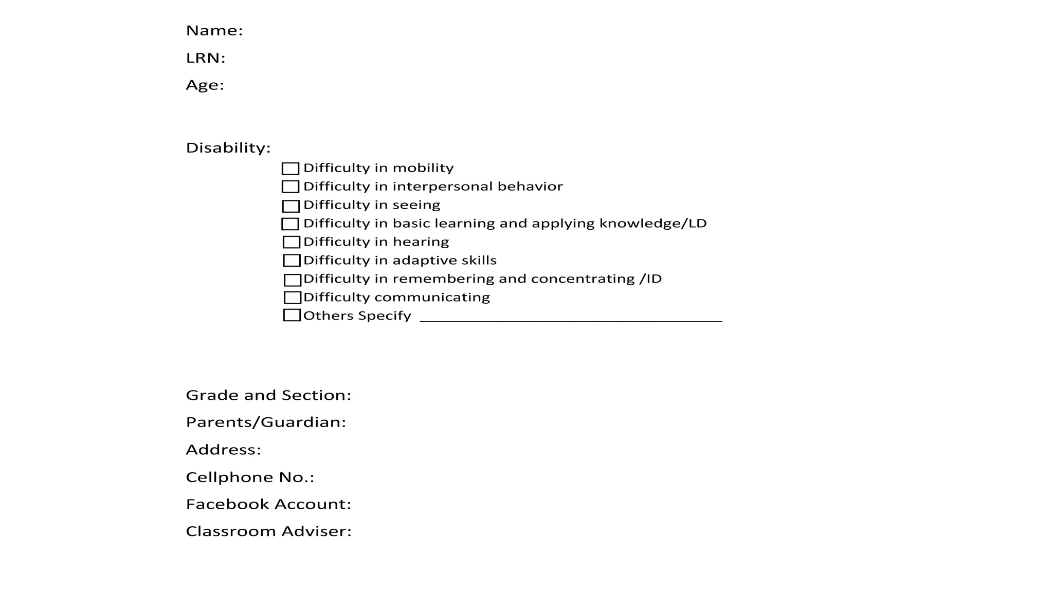 AN INITIATIVE OF SPECIAL EDUCATION PROFILE FORM.pptx
