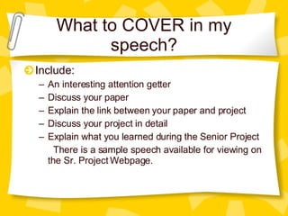 HCHS Senior Project Speech Requirements | PPT