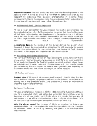 Special Types of Speech and examples | DOCX