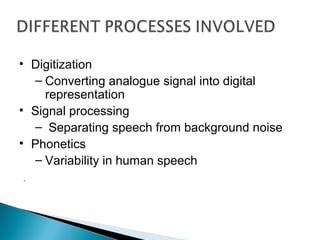 Speech Recognition in Artificail Inteligence | PPT | Digital Audio ...