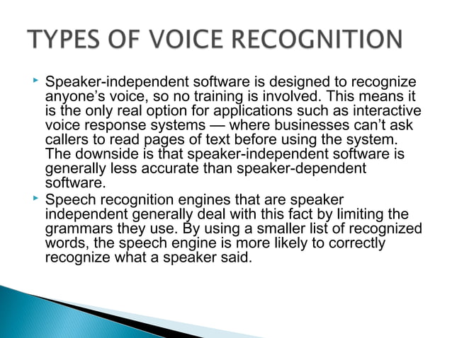 Speech Recognition in Artificail Inteligence | PPT | Digital Audio ...