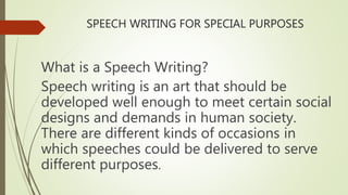 Guide lines for writing Speeches | PPT