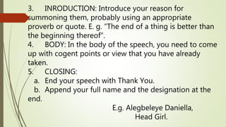 Guide lines for writing Speeches | PPT