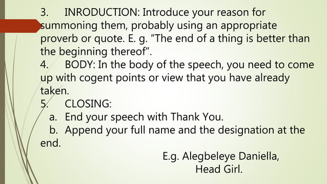 Guide lines for writing Speeches | PPT