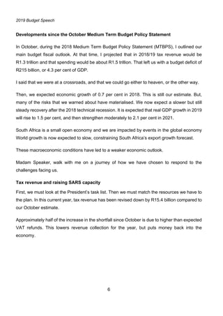 South Africa's 2019 Budget speech | PDF | Business Accounting & Finance | Business