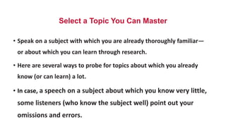 Speech the topic include in the Oral Communication | PPTX | Infectious ...