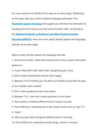 Speech language impairment early identification of speech and language ...