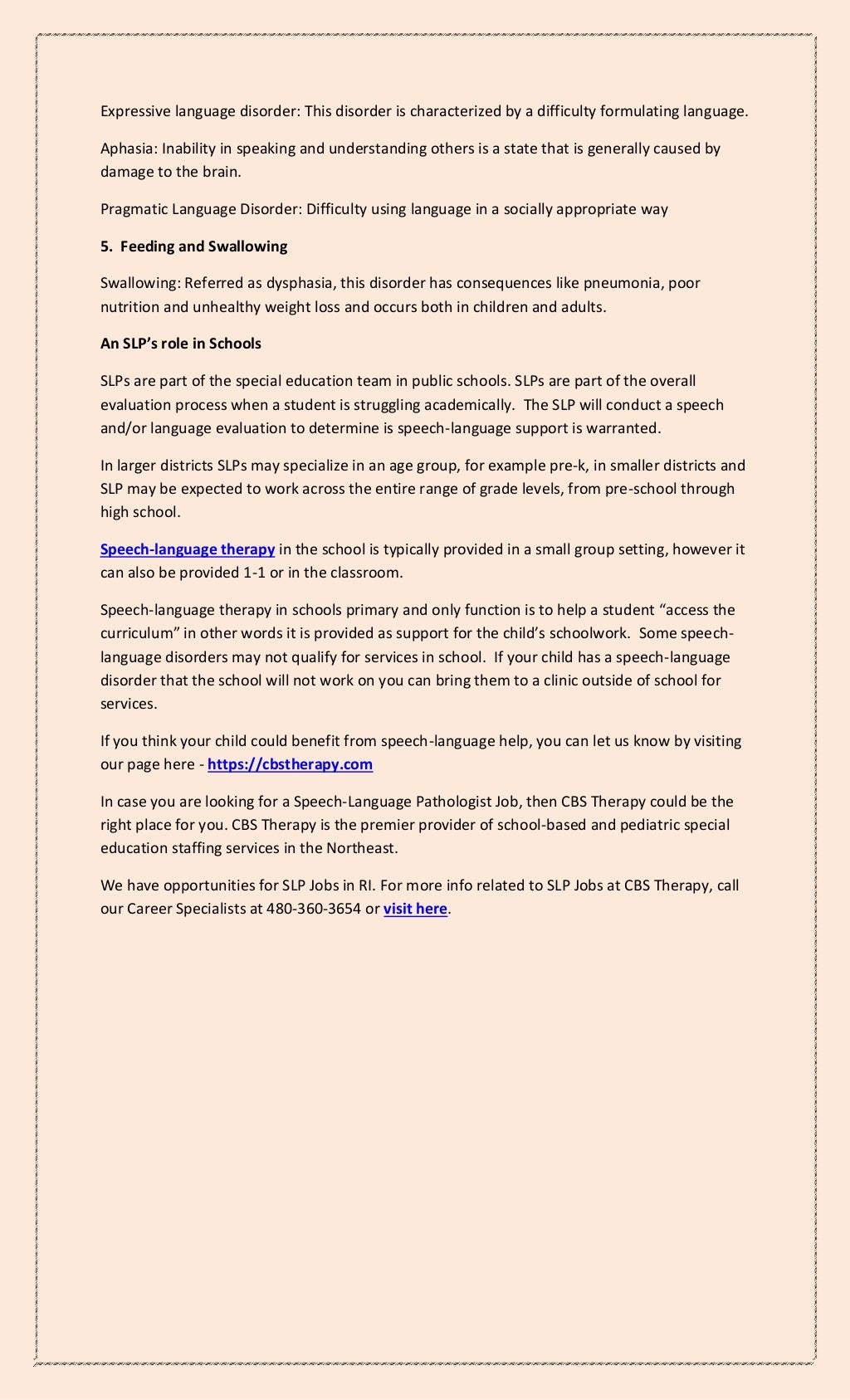 Speech-Language Pathologist Job Role | PDF