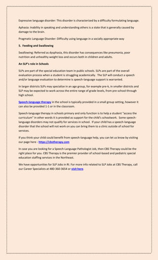 Speech-Language Pathologist Job Role | PDF