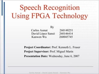 Speech Reognition Using FPGA Technology | PDF | Digital Audio | Computer Software and Applications