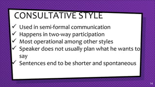 Speech styles | PPTX | Style & Fashion