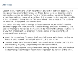 Software Advice IndustryView: Use of Speech Therapy Software for Home ...